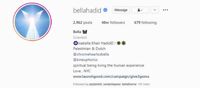 Bella Hadid reaches milestone of 48 million followers on Instagram