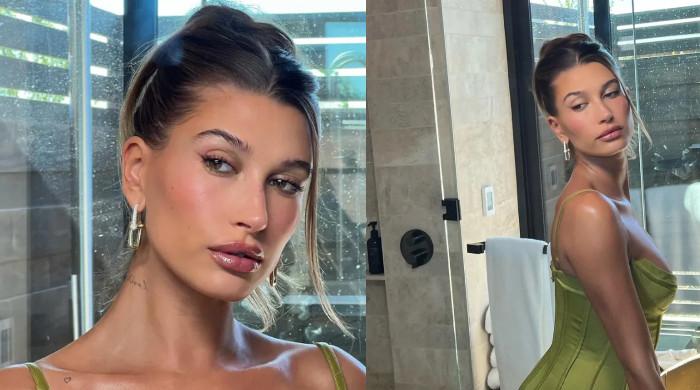 See: Hailey Bieber slips into green Versace gown for a wedding