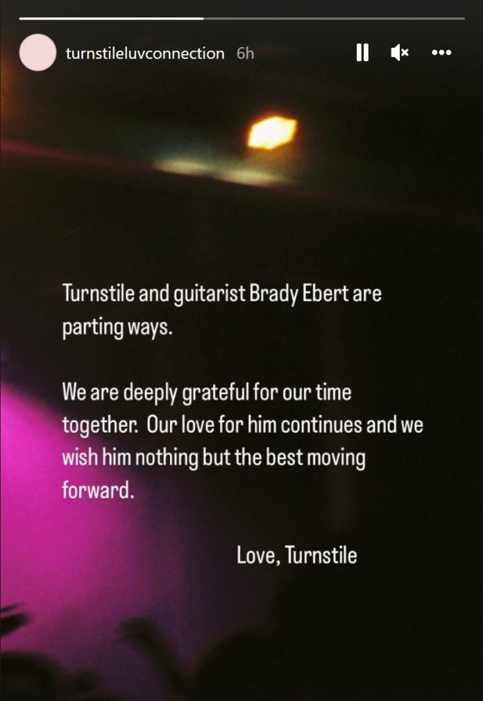Turnstile parts ways with founding guitarist Brady Elbert