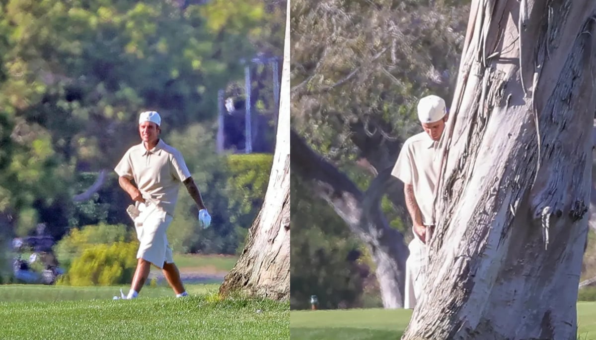 Justin Bieber Spotted Taking a Leak Near a Tree