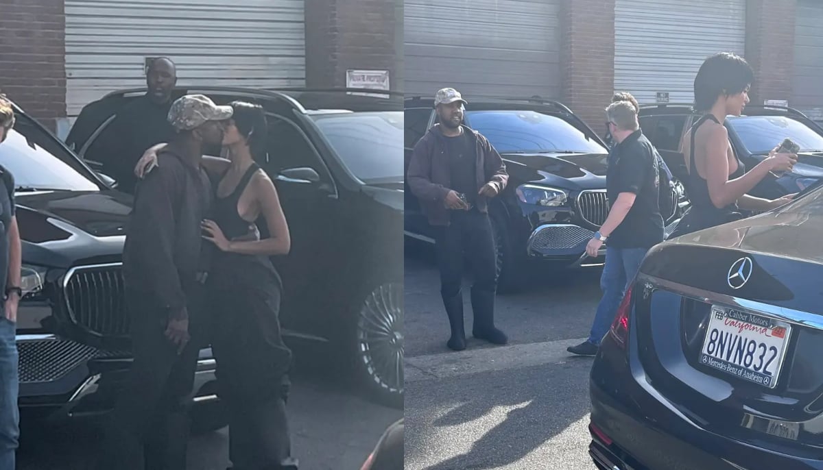 Kanye West packs on PDA with model girlfriend Juliana Nalú