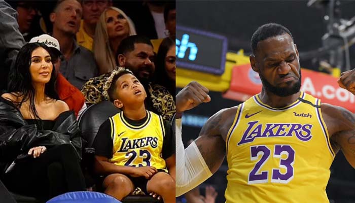 Kim kardashian, son Saint catches Lebron James in action