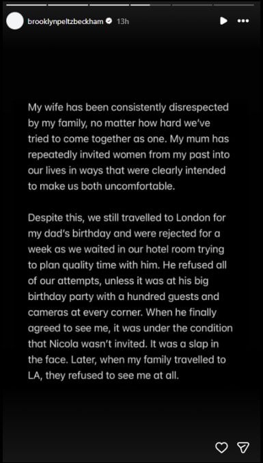 Nicola Peltz, Brooklyn Beckham 'disrespected' at David 50th birthday