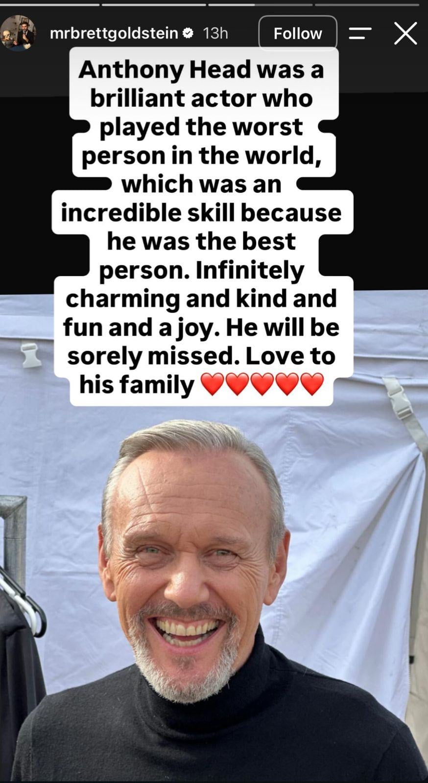 Brett Goldstein breaks silence on death of beloved friend Anthony Head